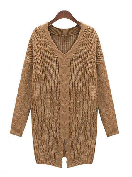 Oversized V Neck Knitted Sweater – FIREVOGUE