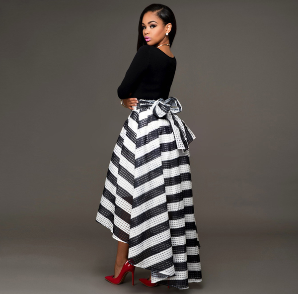 Two-piece Set Top+Striped Skirt – FIREVOGUE